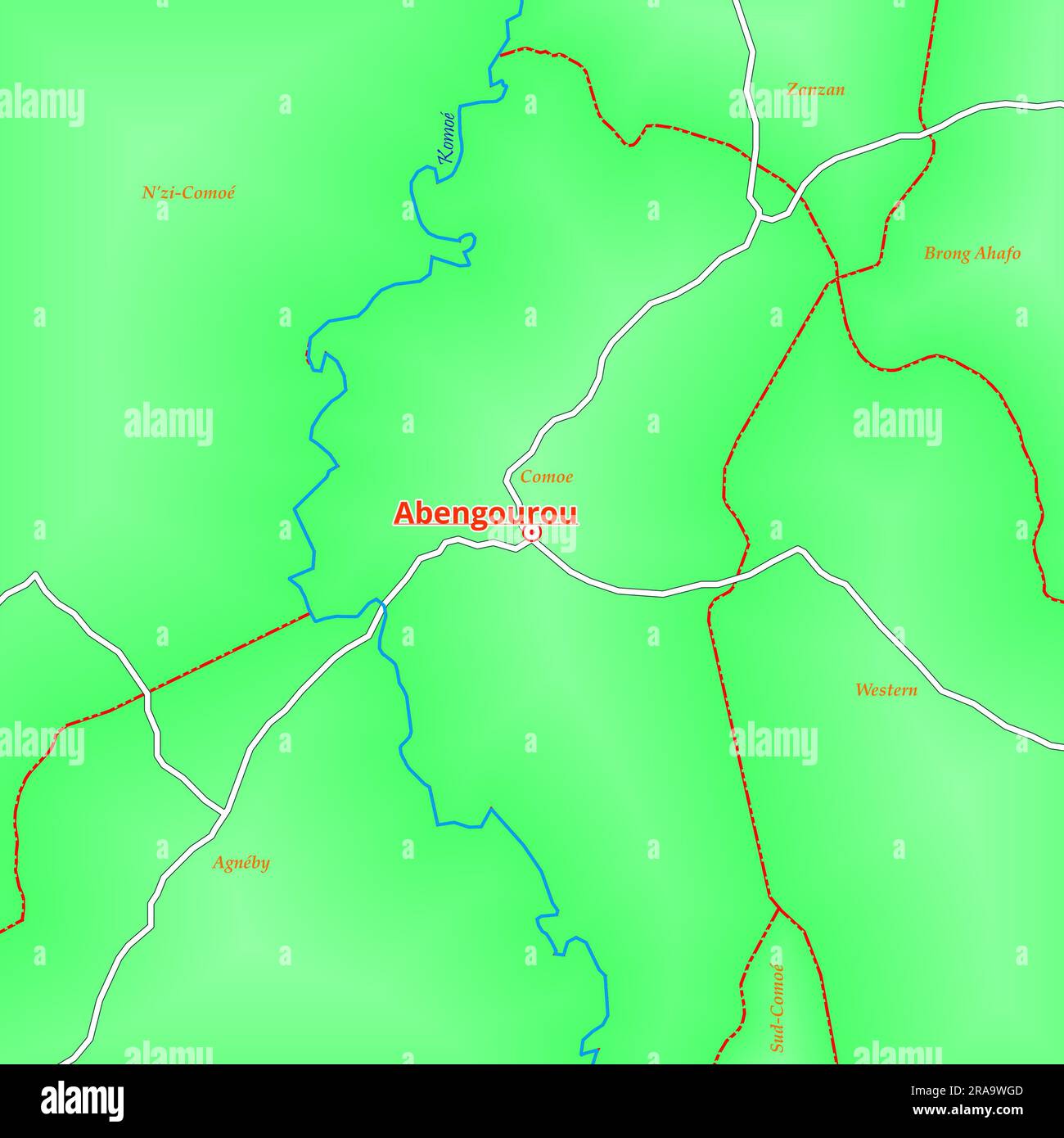 Map of Abengourou City in Ivory Coast Stock Photo - Alamy