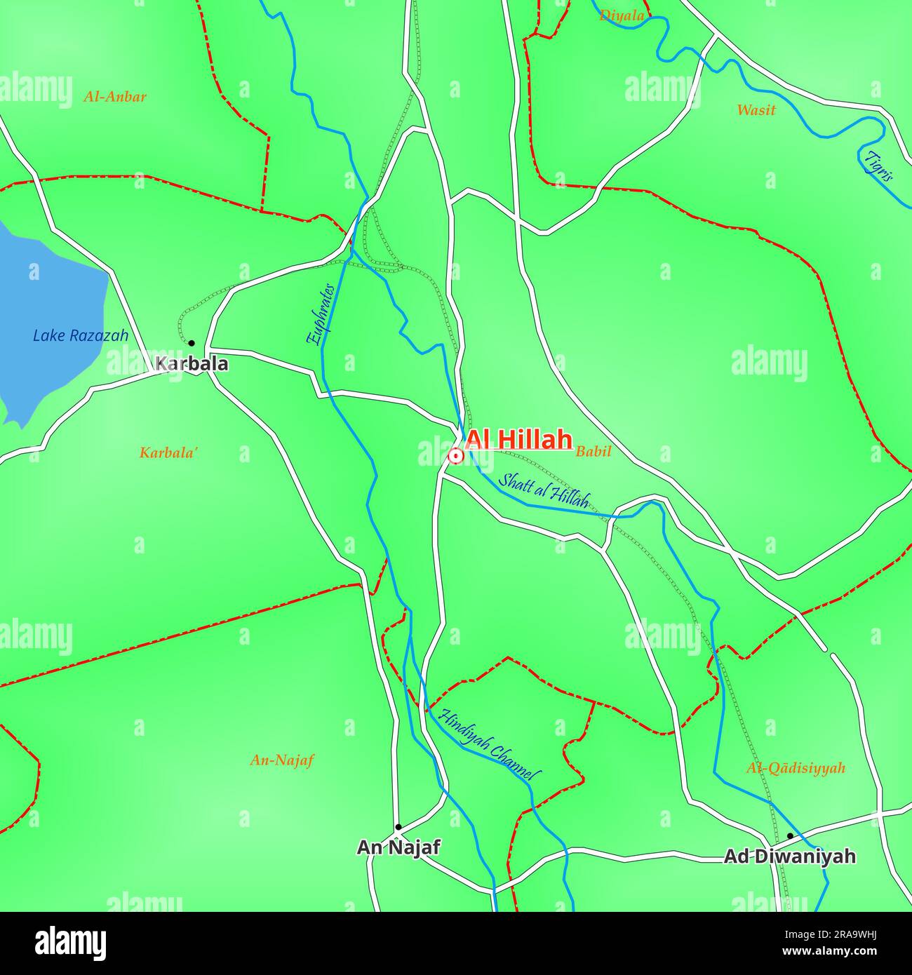 Map of Al Hillah City in Iraq Stock Photo - Alamy