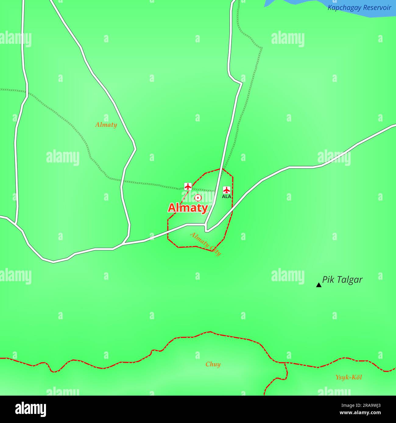Map of Almaty City in Kazakhstan Stock Photo - Alamy