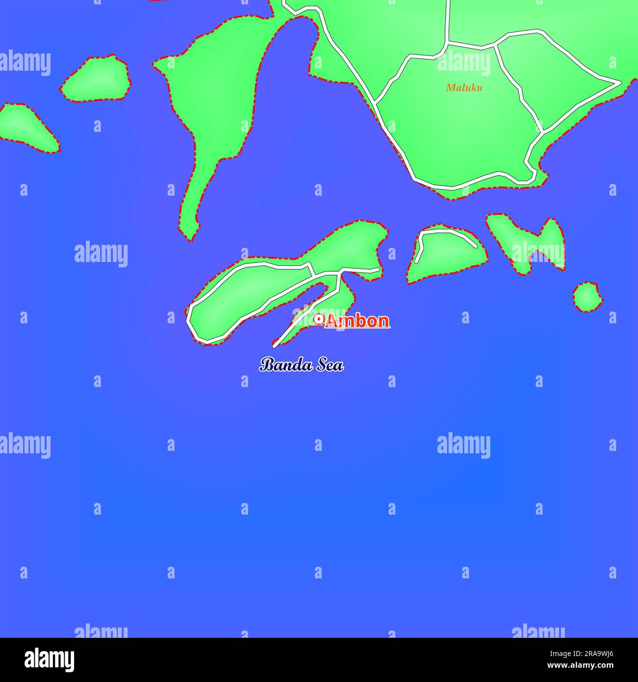 Map of Ambon City in Indonesia Stock Photo - Alamy