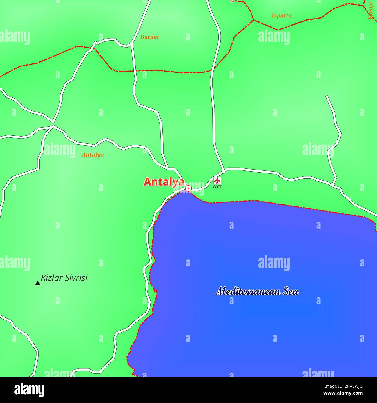 Map of Antalya City in Turkey Stock Photo - Alamy