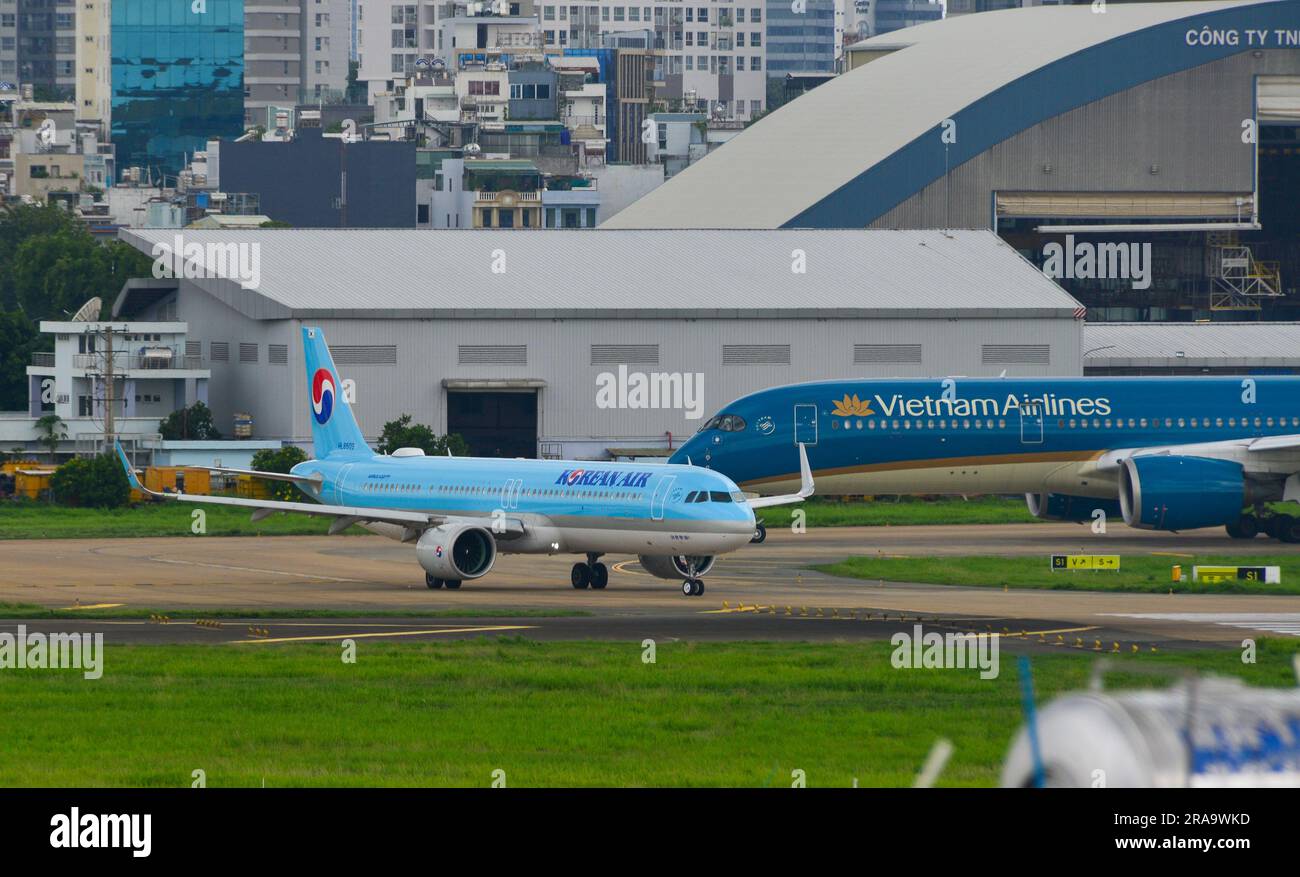 Saigon, Vietnam - Jun 28, 2023. HL8509 Korean Air Lines Airbus A321neo ...