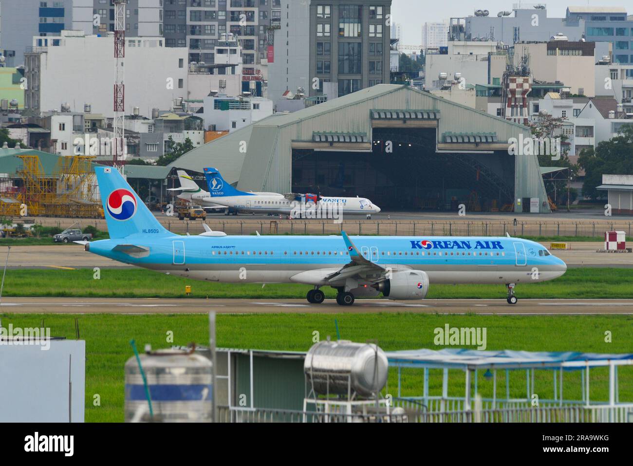 Saigon, Vietnam - Jun 28, 2023. HL8509 Korean Air Lines Airbus A321neo ...