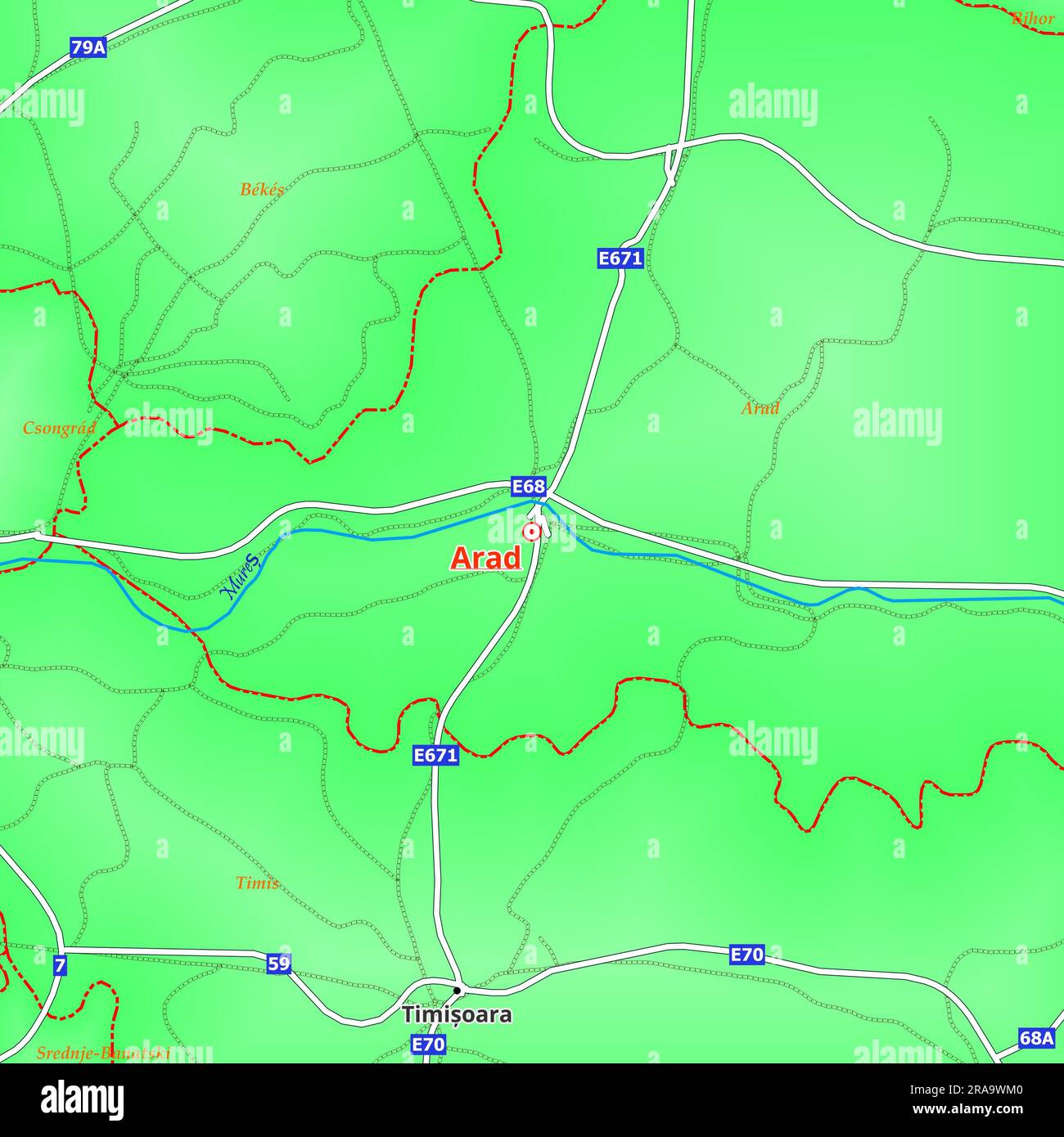 Map of Arad City in Romania Stock Photo - Alamy