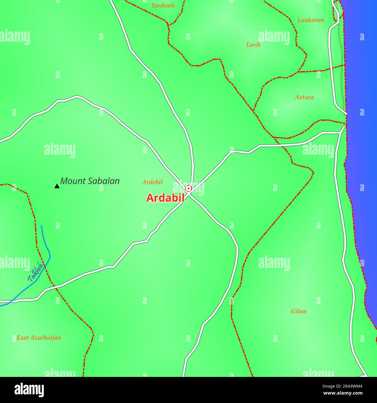 Map of Ardabil City in Iran Stock Photo - Alamy