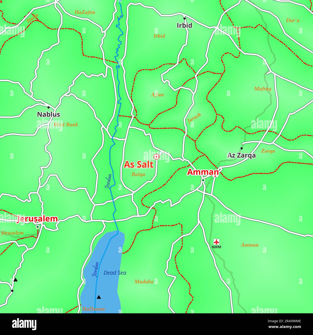 Jordan river map hi-res stock photography and images - Alamy