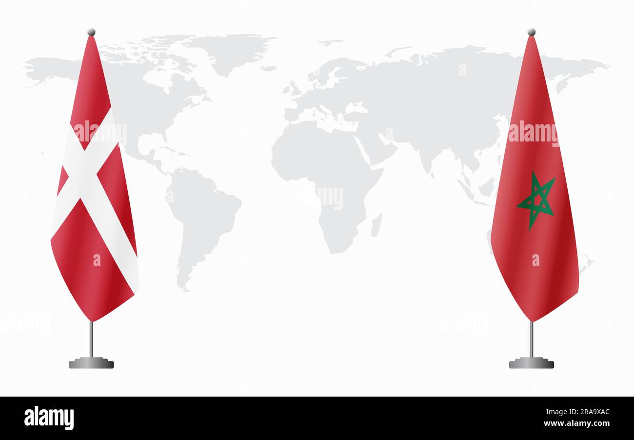 Denmark and Morocco flags for official meeting against background of ...