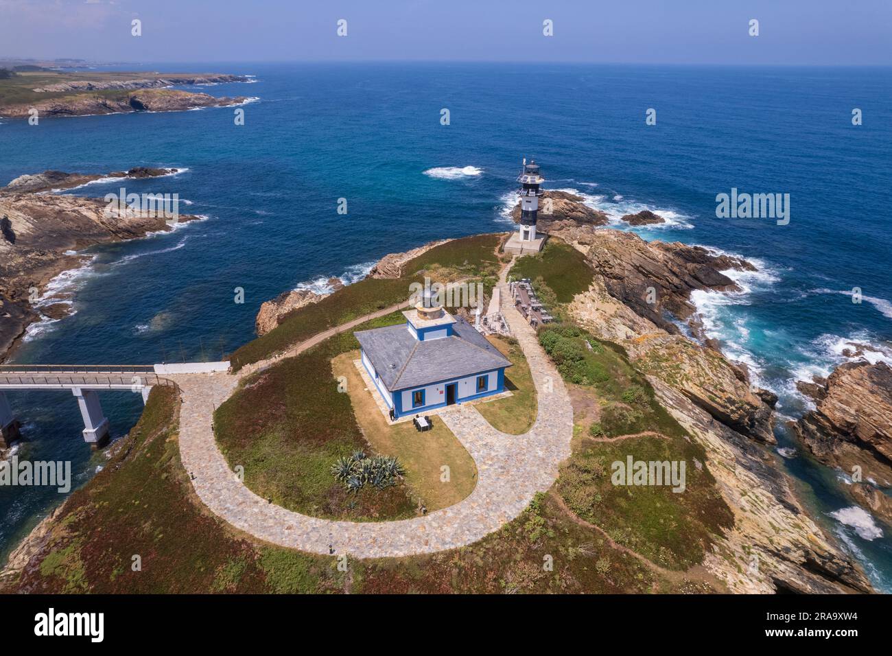 Aerial view of lighthouse in Ribadeo in north Spain Stock Photo - Alamy