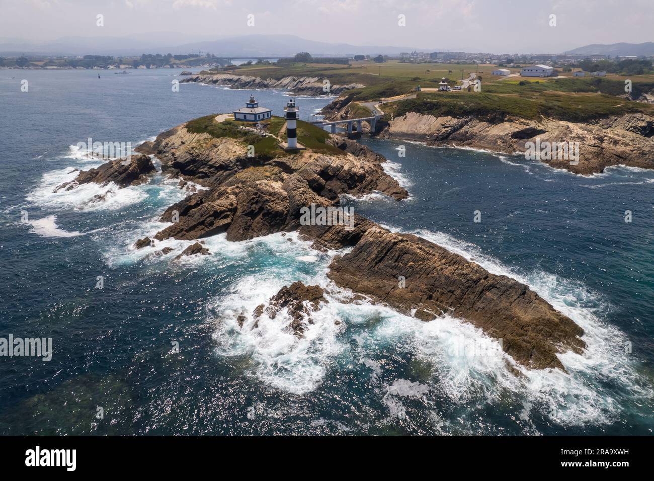 Aerial view of lighthouse in Ribadeo in north Spain Stock Photo - Alamy