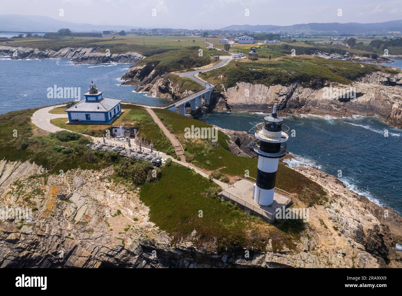 Aerial view of lighthouse in Ribadeo in north Spain Stock Photo - Alamy