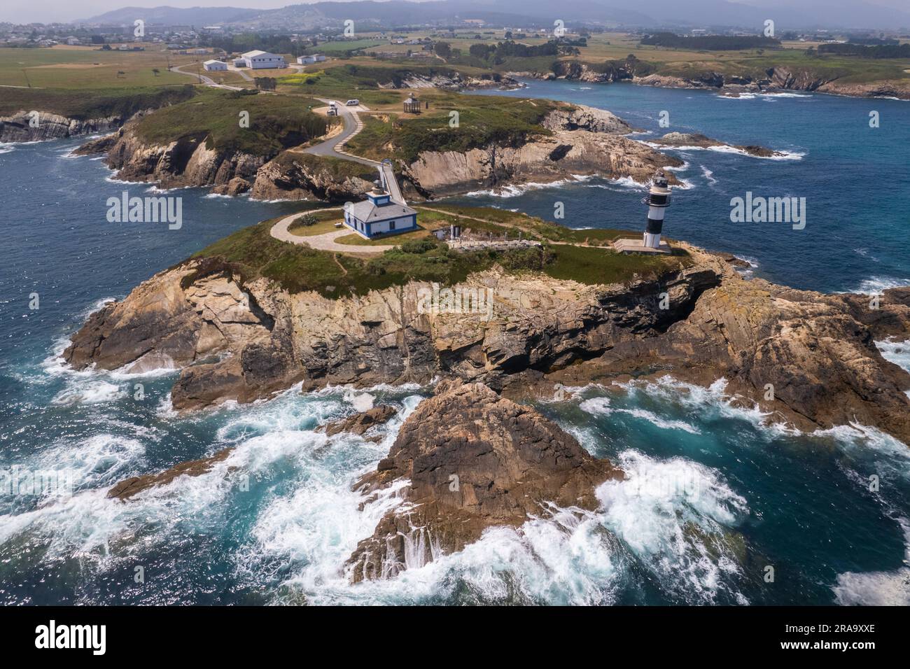 Aerial view of lighthouse in Ribadeo in north Spain Stock Photo - Alamy