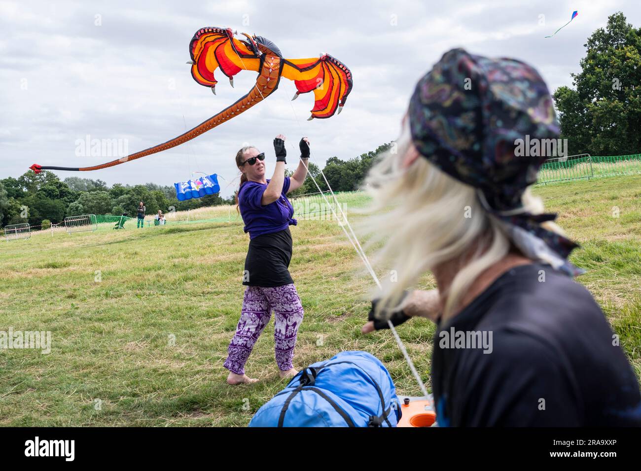 London, UK. 2 July 2023. Members of the Kite Society of Great Britain ...
