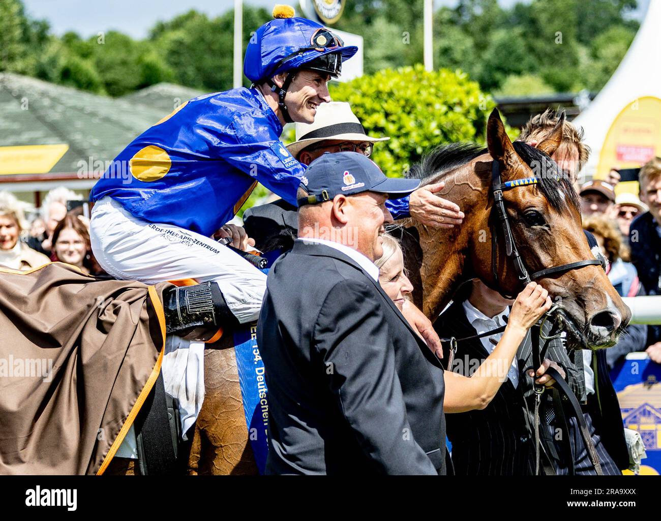 Hamburg, Germany. 02nd July, 2023. Equestrian sport: 154th Derby week at the Horner racecourse ...