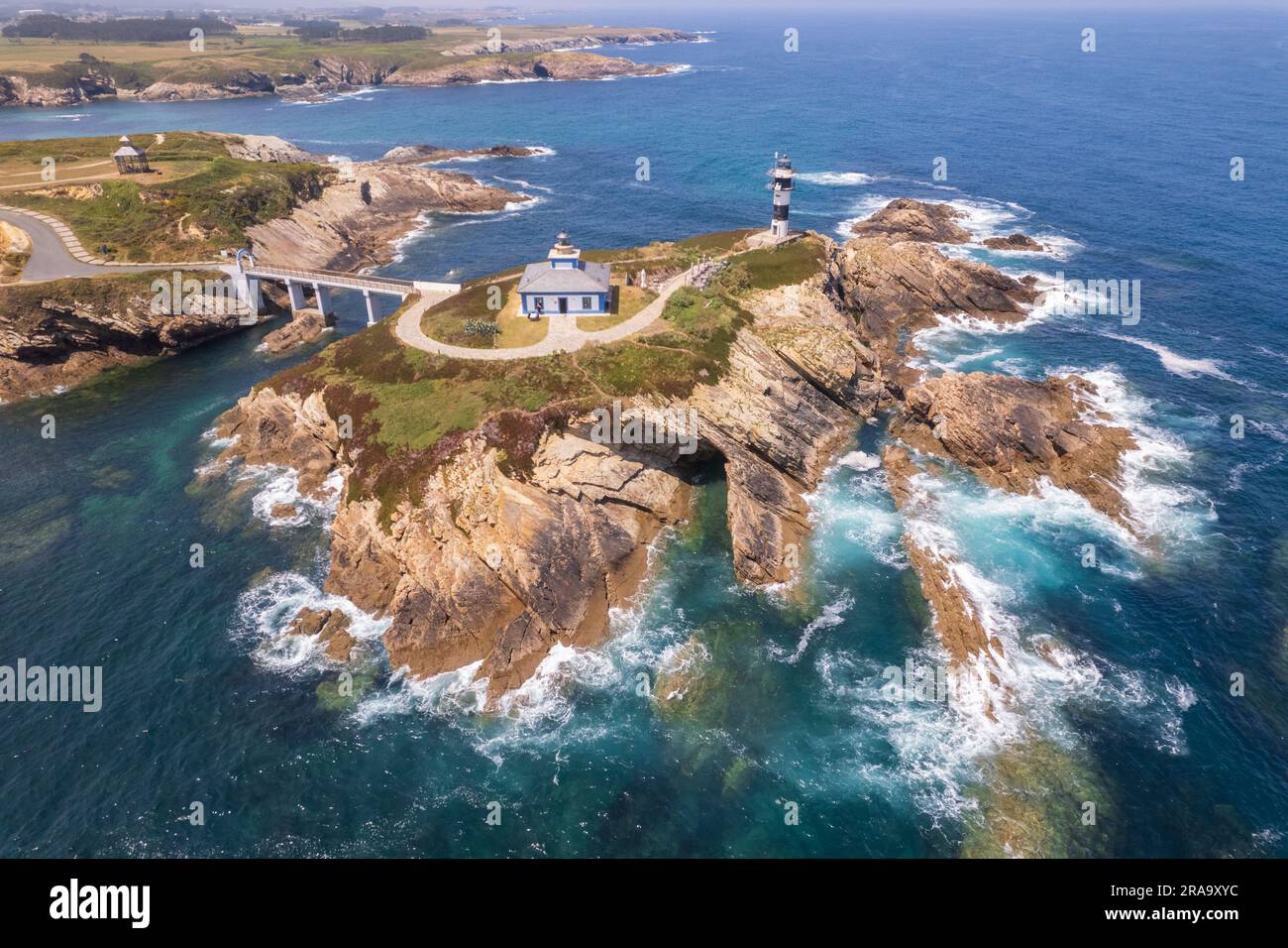 Aerial view of lighthouse in Ribadeo in north Spain Stock Photo - Alamy