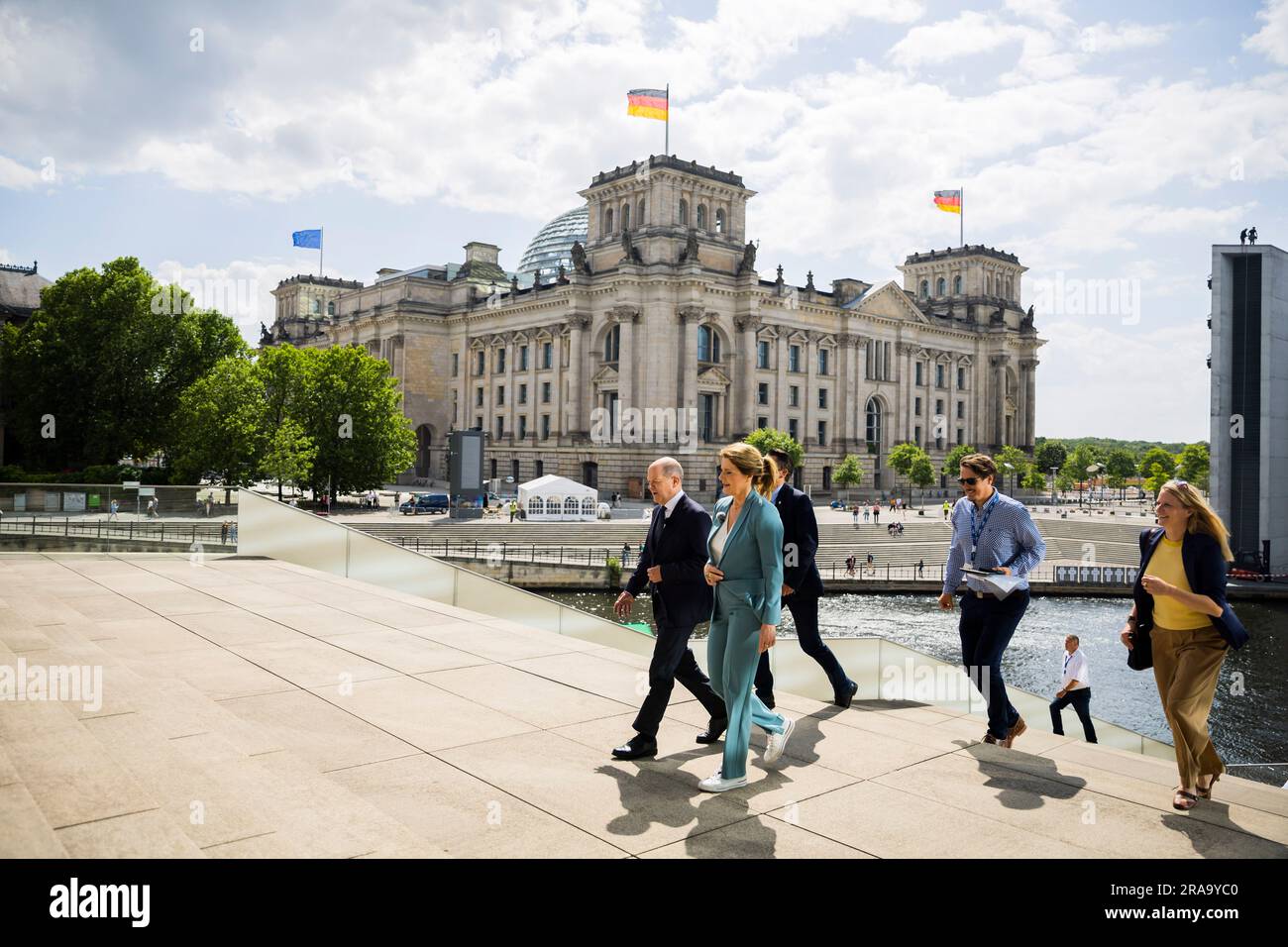 Berlin, Germany. 02nd July, 2023. German Chancellor Olaf Scholz (SPD, l ...
