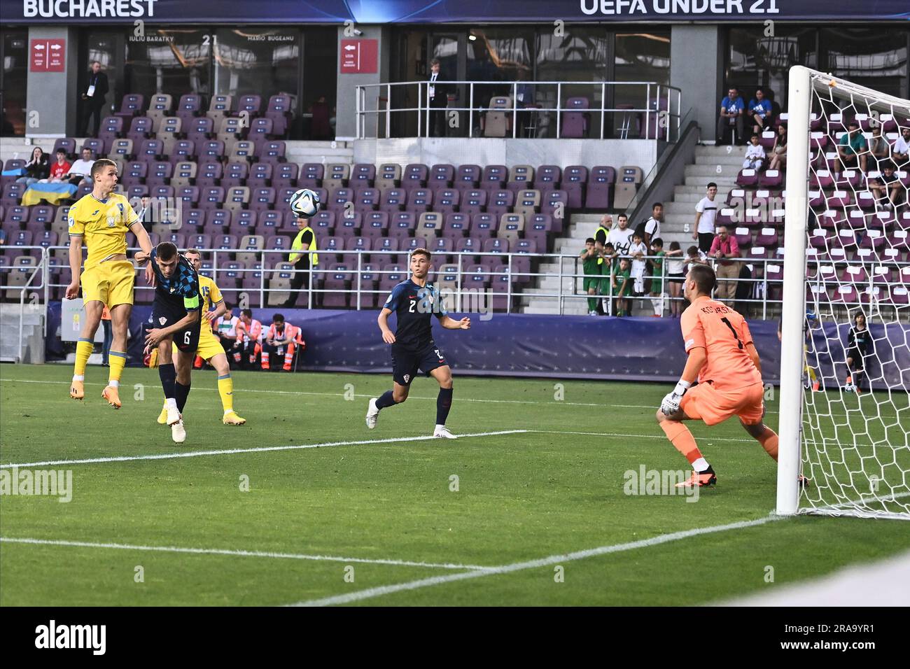 BUCHAREST, ROMANIA - JUNE 21: Danylo Sikan of Ukraine and Bartol ...