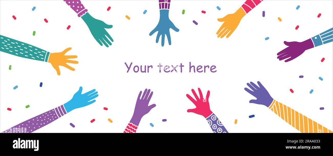 Hands and arms of multicultural people from different nation in circle ...