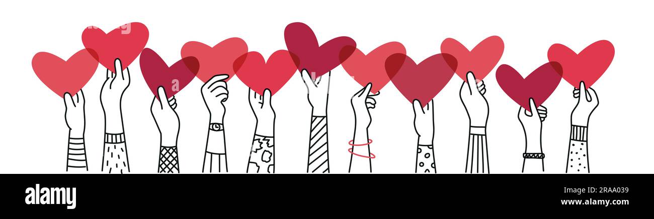 Hand up holding a heart in their hand. Charity solidarity donation ...