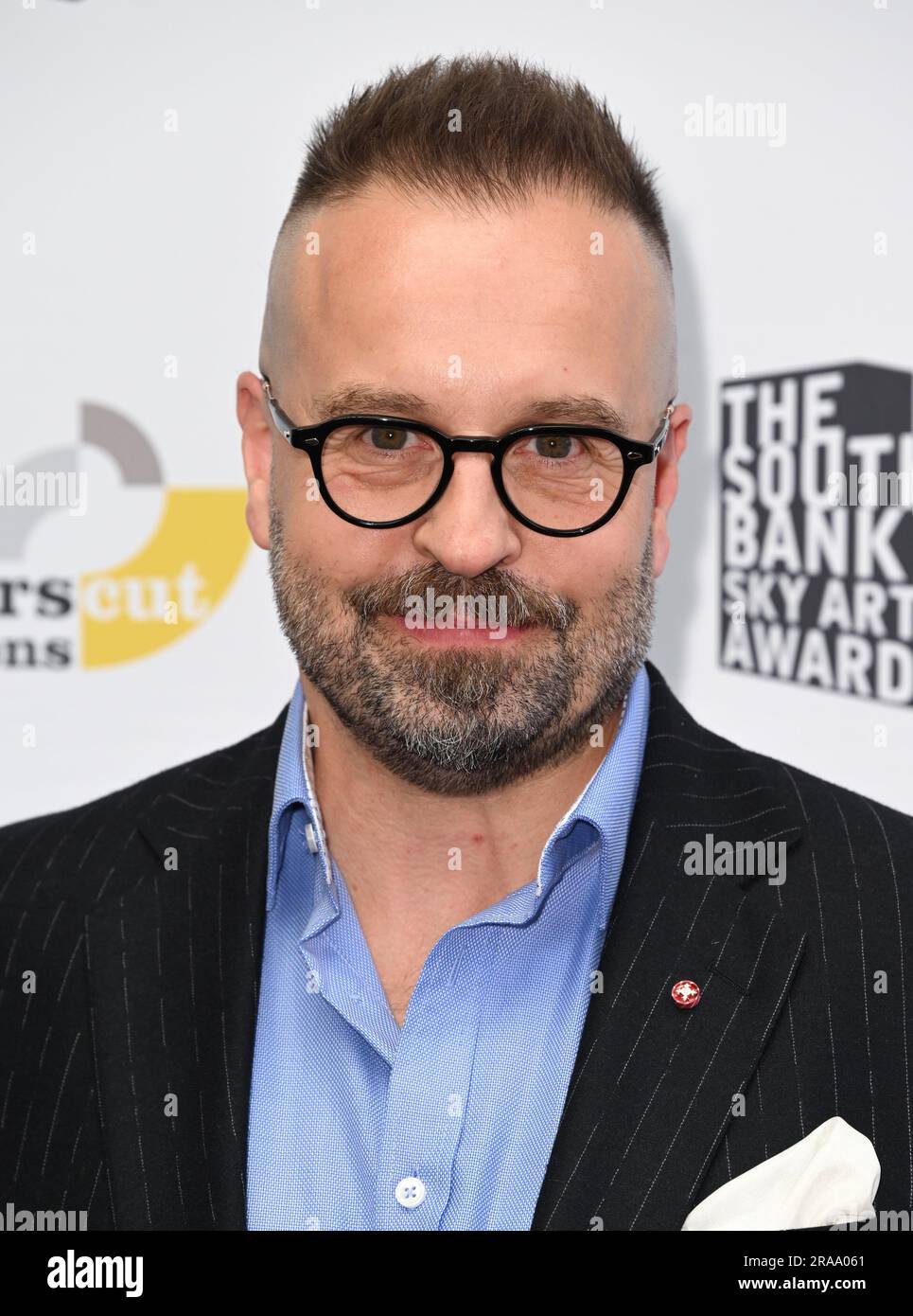 London, UK. July 2nd, 2023. Alfie Boe arriving at The South Bank Sky Arts Awards, Savoy Hotel ...