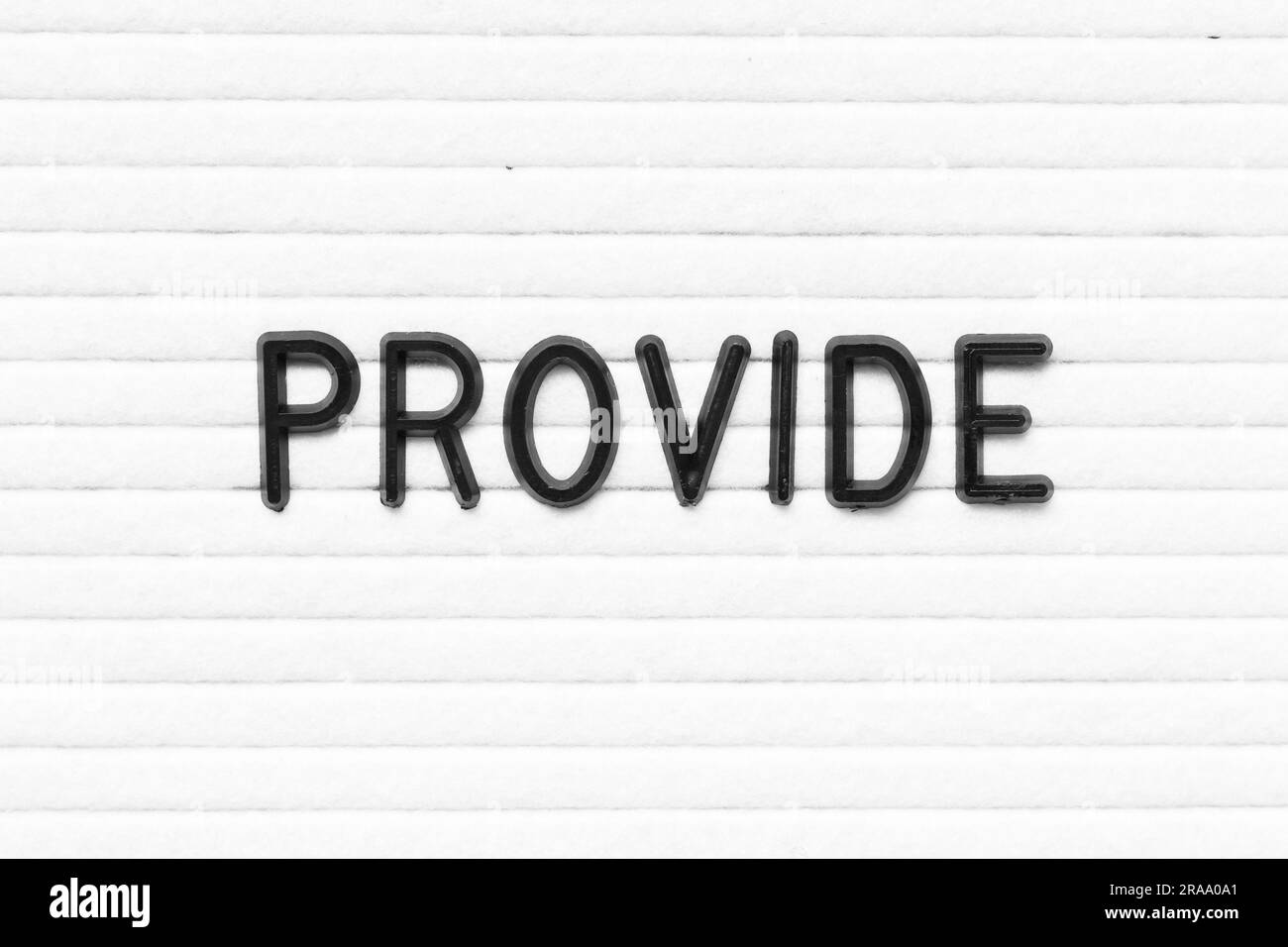 Black letter in word provide on white felt board background Stock Photo ...