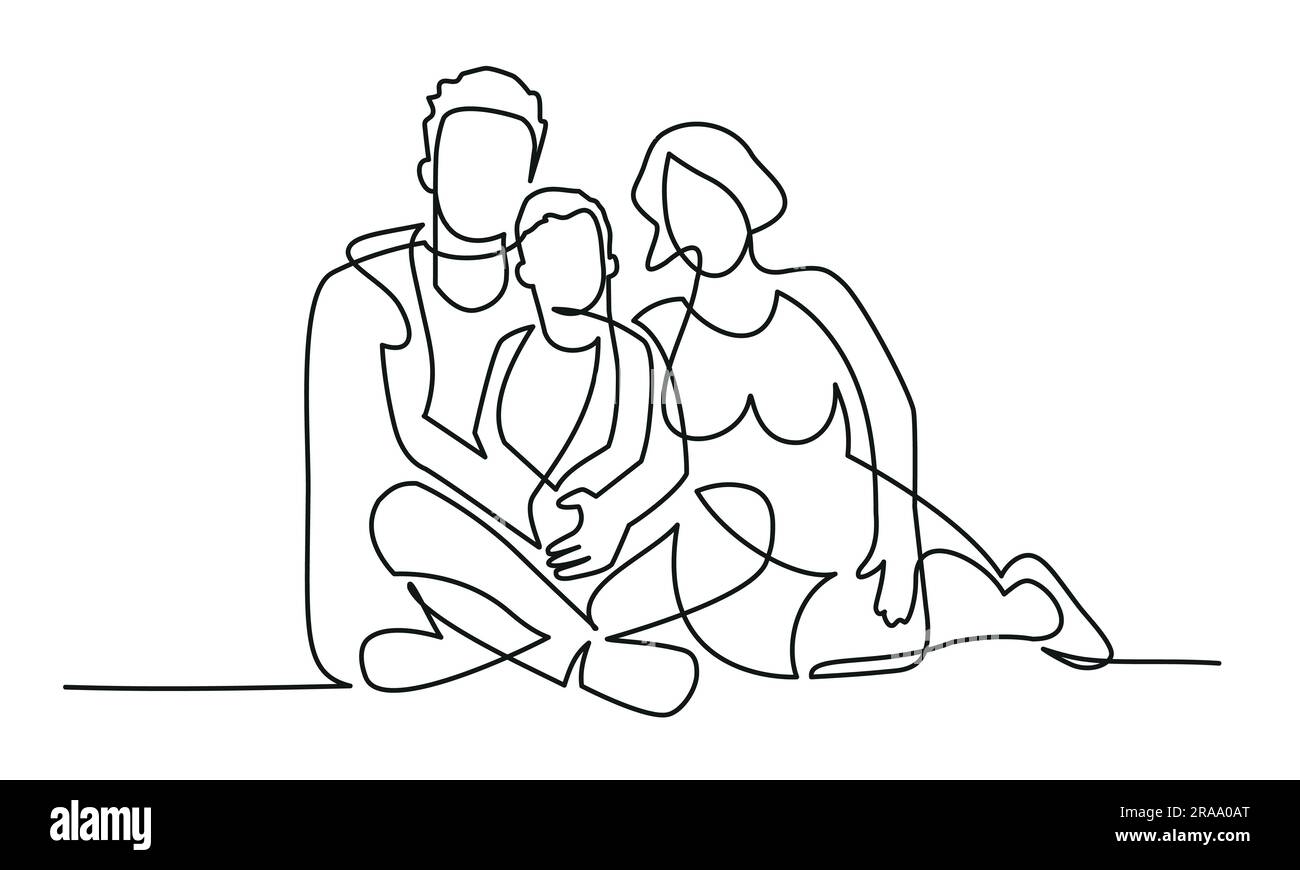 Continuous line drawing family hi-res stock photography and images - Alamy
