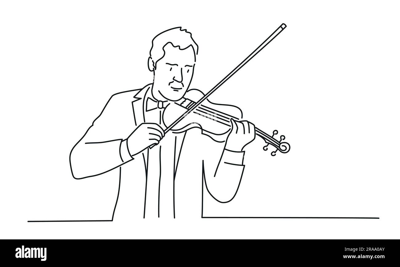 Man with a violin in his hands. Hand drawn vector illustration Stock ...
