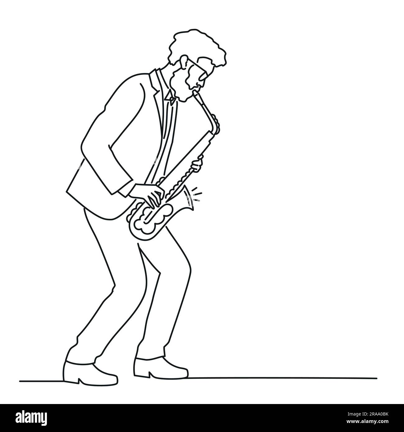 Musician playing saxophone. Hand drawn vector illustration Stock Vector ...