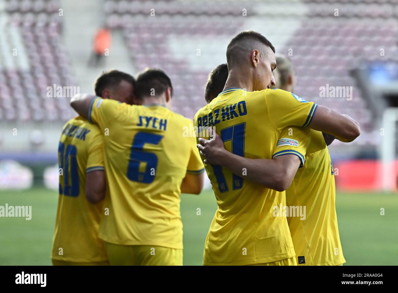BUCHAREST, ROMANIA - JUNE 21: Volodymyr Brazhko, Danylo Sikan of ...
