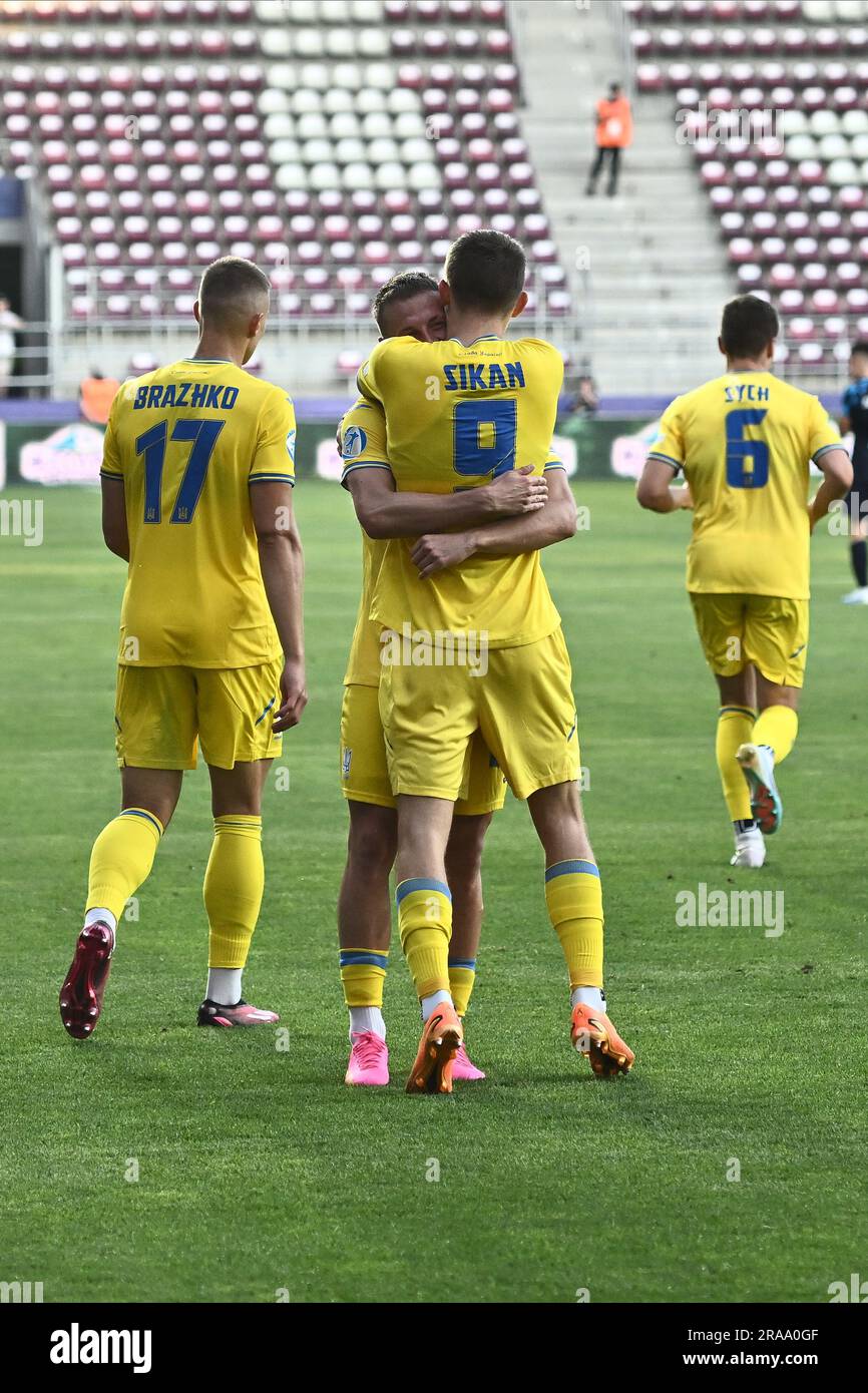 BUCHAREST, ROMANIA - JUNE 21: Volodymyr Brazhko, Danylo Sikan of ...