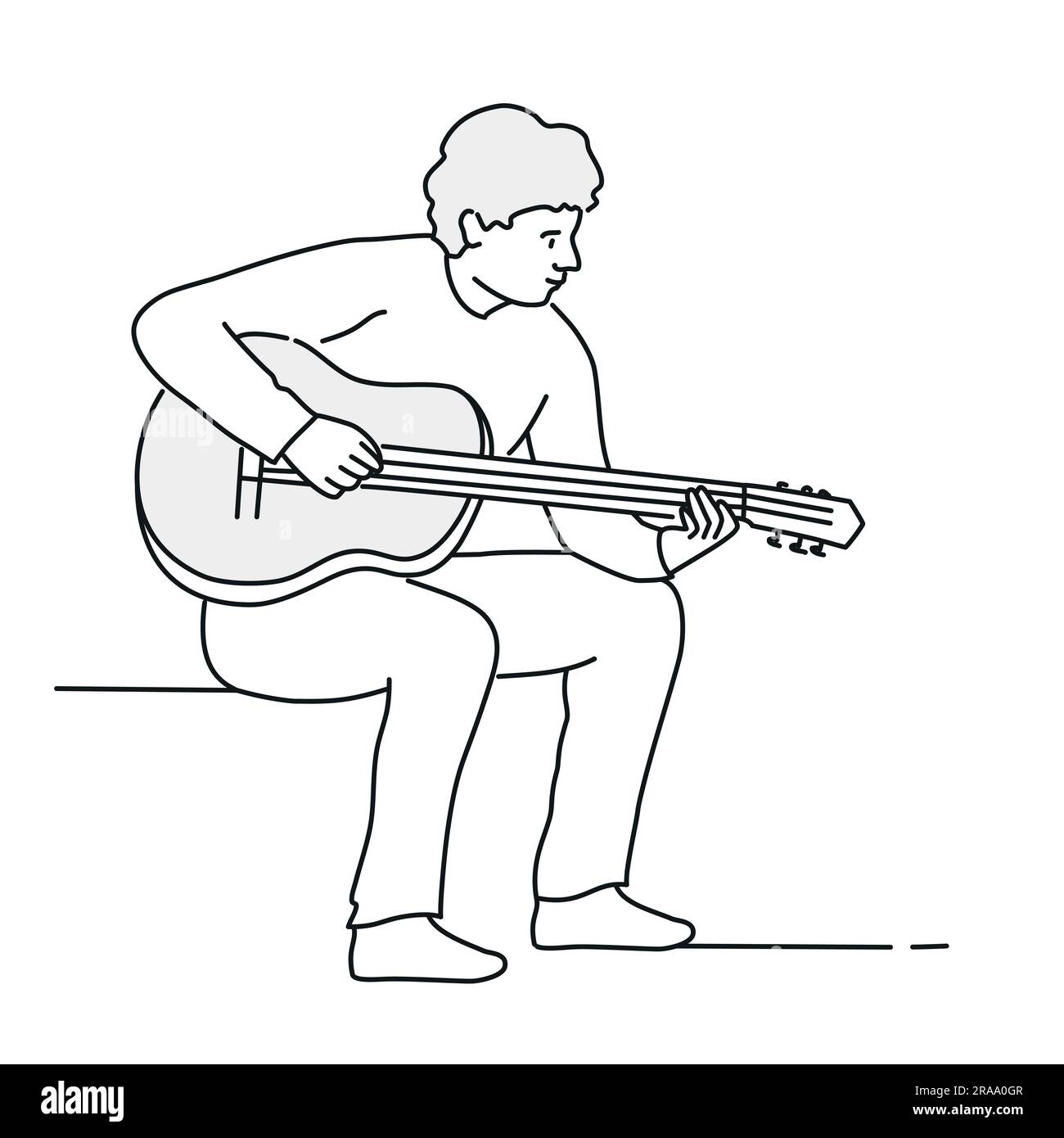 Student playing the guitar. Hand drawn vector illustration Stock Vector ...