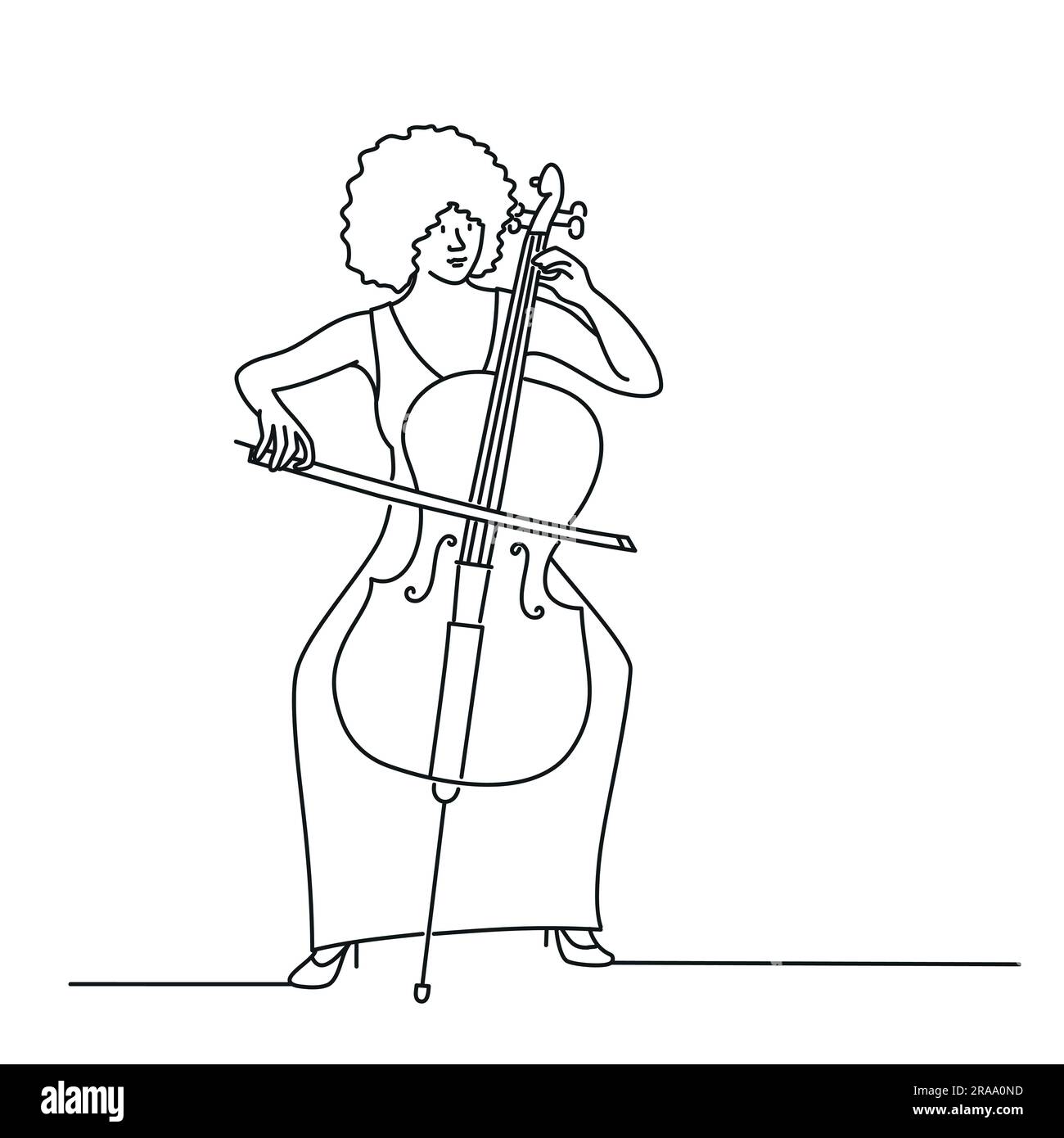 Woman With Double Bass Hand Drawn Vector Illustration Stock Vector Image And Art Alamy