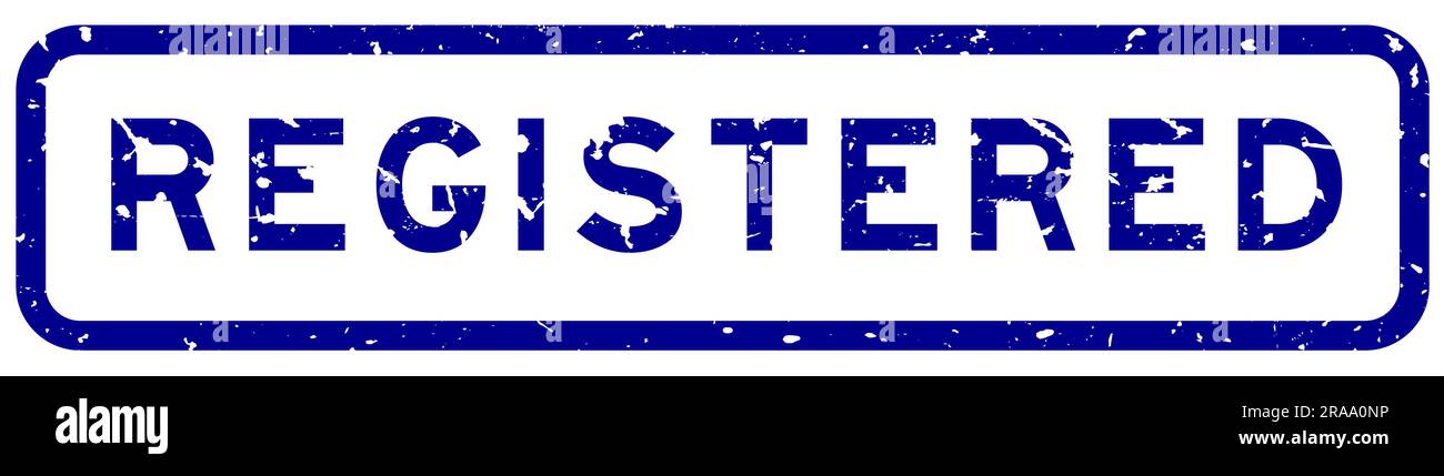 Grunge blue registered word square rubber seal stamp on white background Stock Vector Image ...