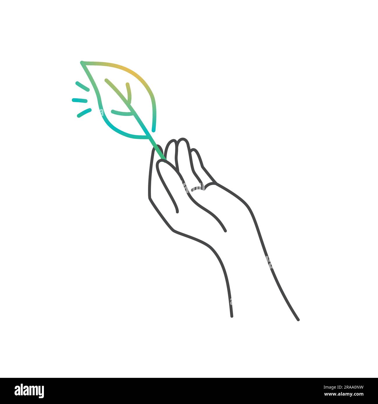 Hand holding leaf. Eco friendly symbol. Hand drawn vector illustration ...