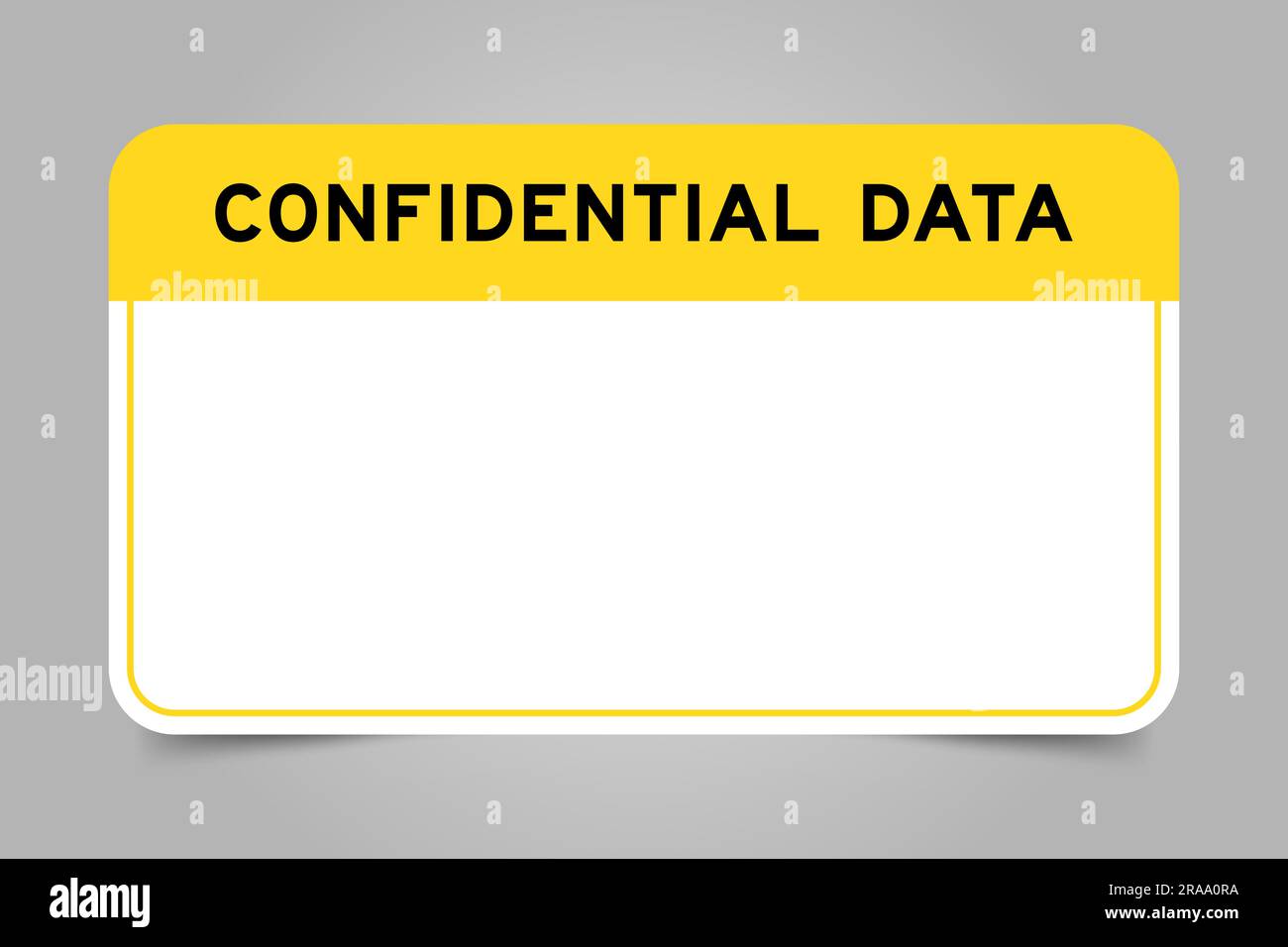 Label banner that have yellow headline with word confidential data and ...