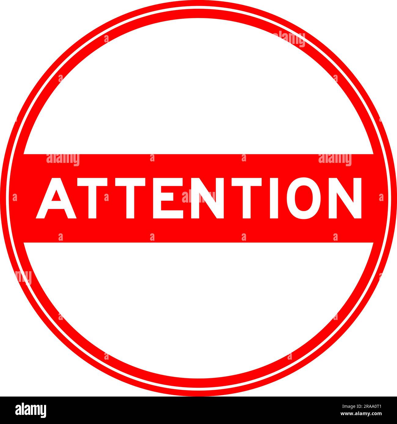 Red color round seal sticker in word attention on white background ...