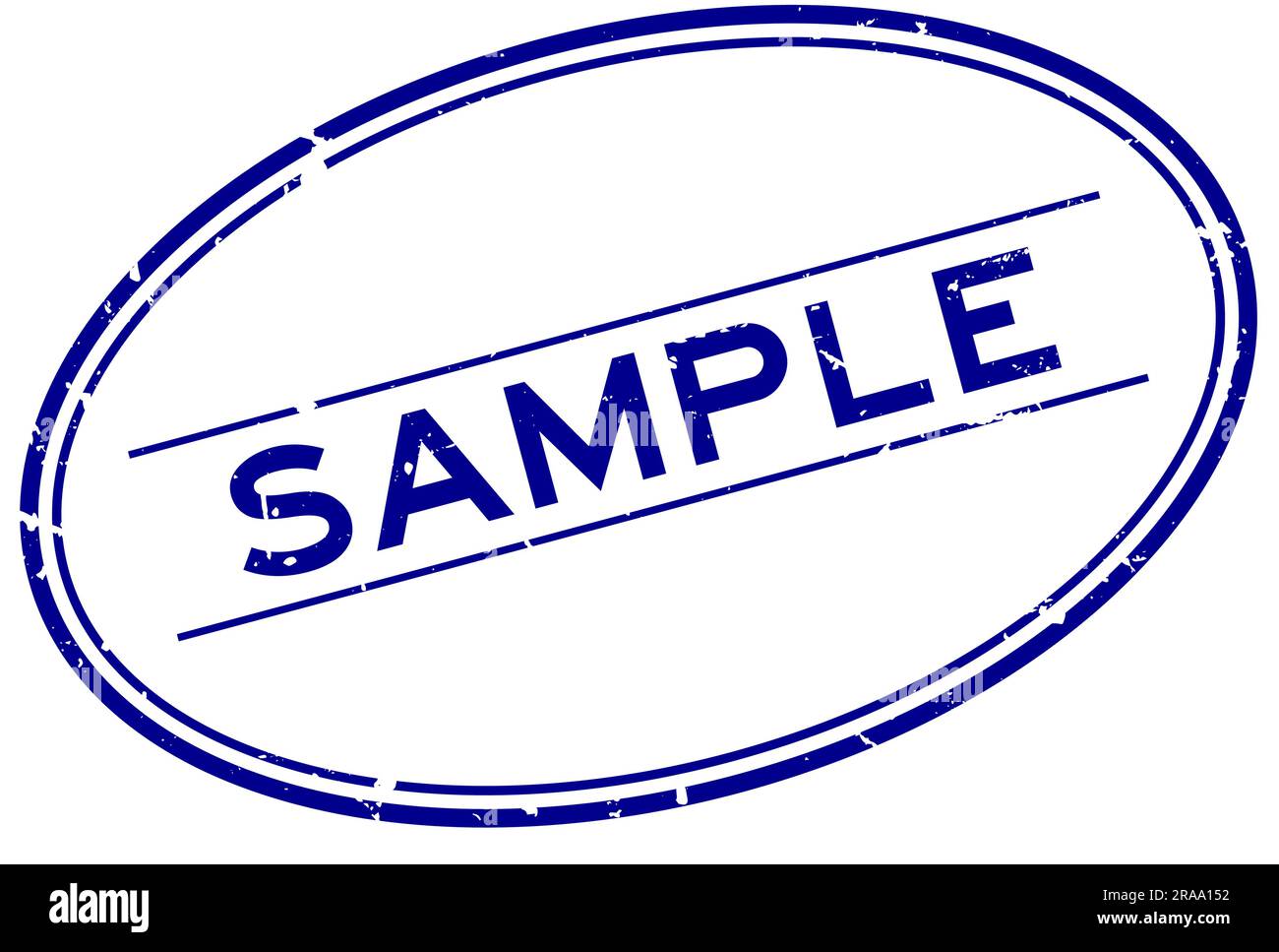Grunge blue sample word oval rubber seal stamp on white background ...