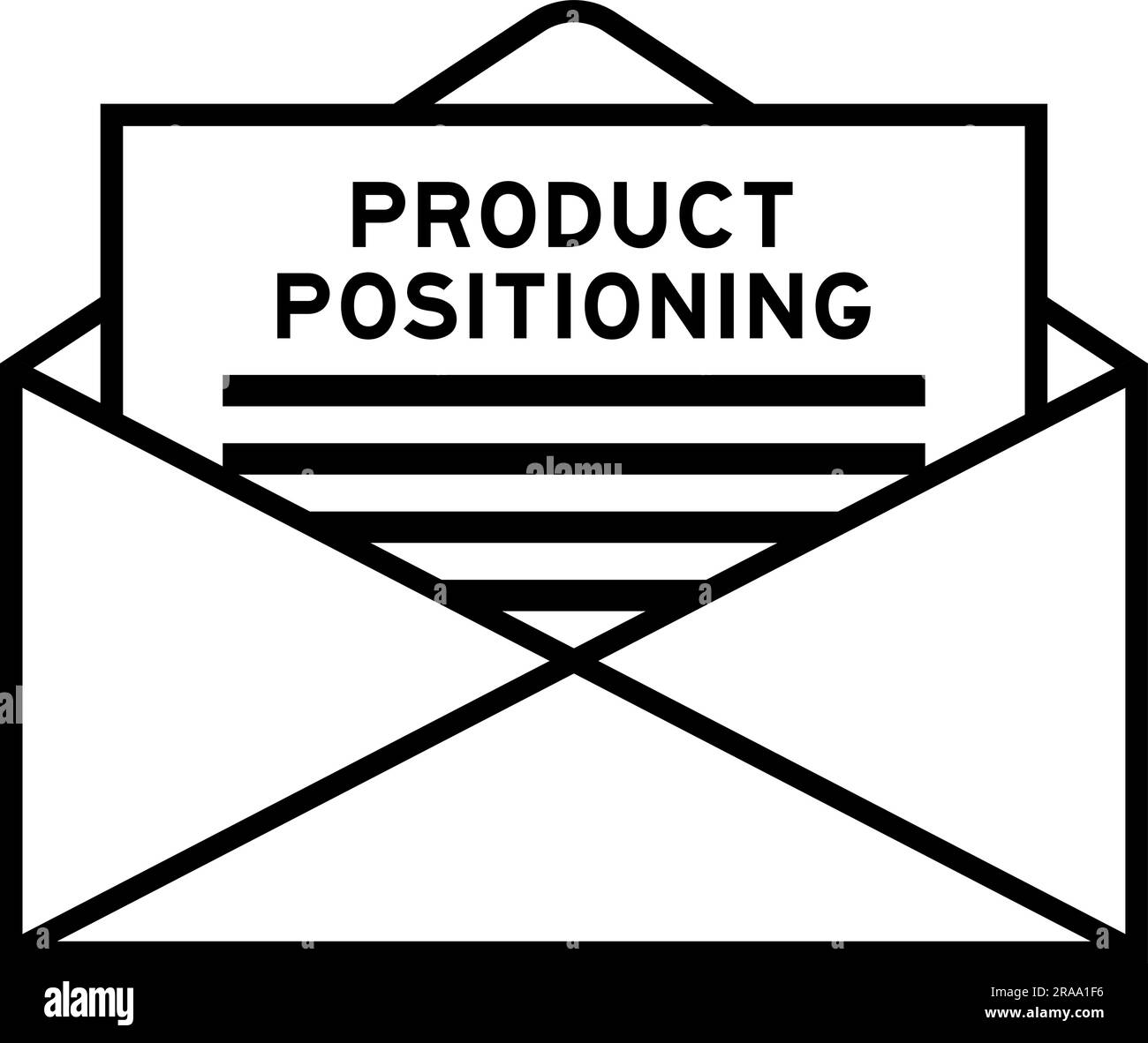 Envelope and letter sign with word product positioning as the headline ...