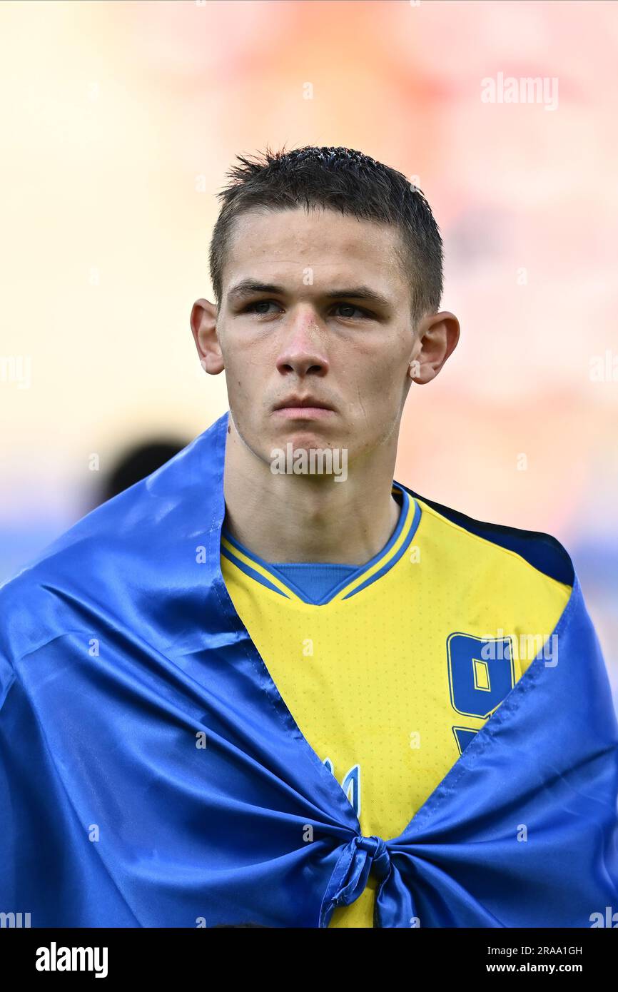 BUCHAREST, ROMANIA - JUNE 21: Danylo Sikan of Ukraine during the UEFA Under-21 Euro 2023 Group B ...