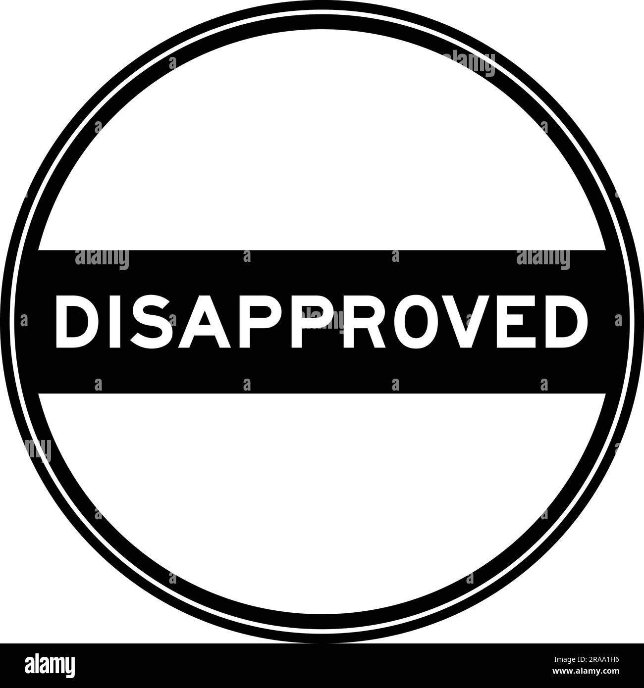 Black color round seal sticker in word disapproved on white background ...