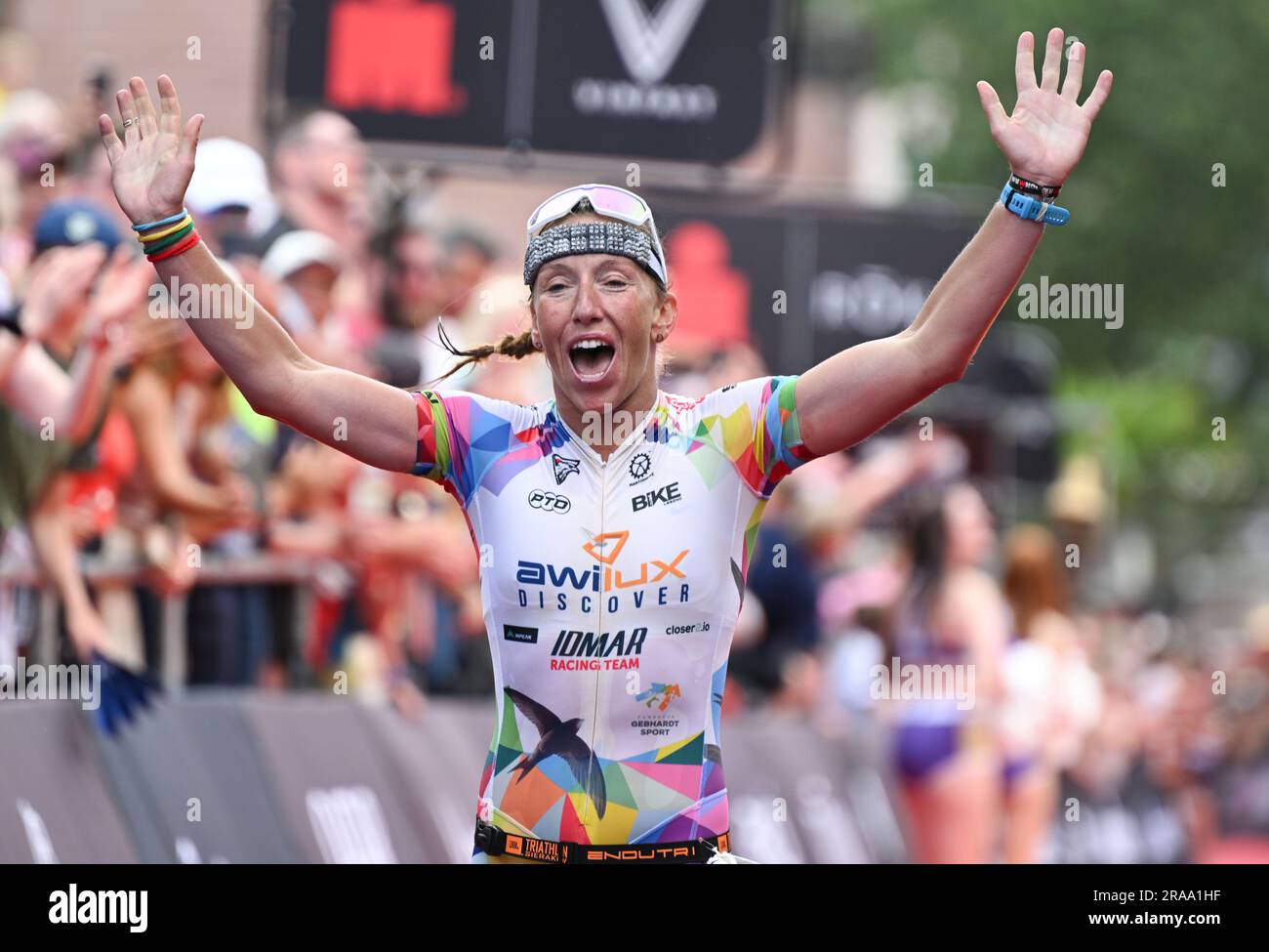 02 July 2023, Hesse, Frankfurt/Main: Triathlon: European Championship ...