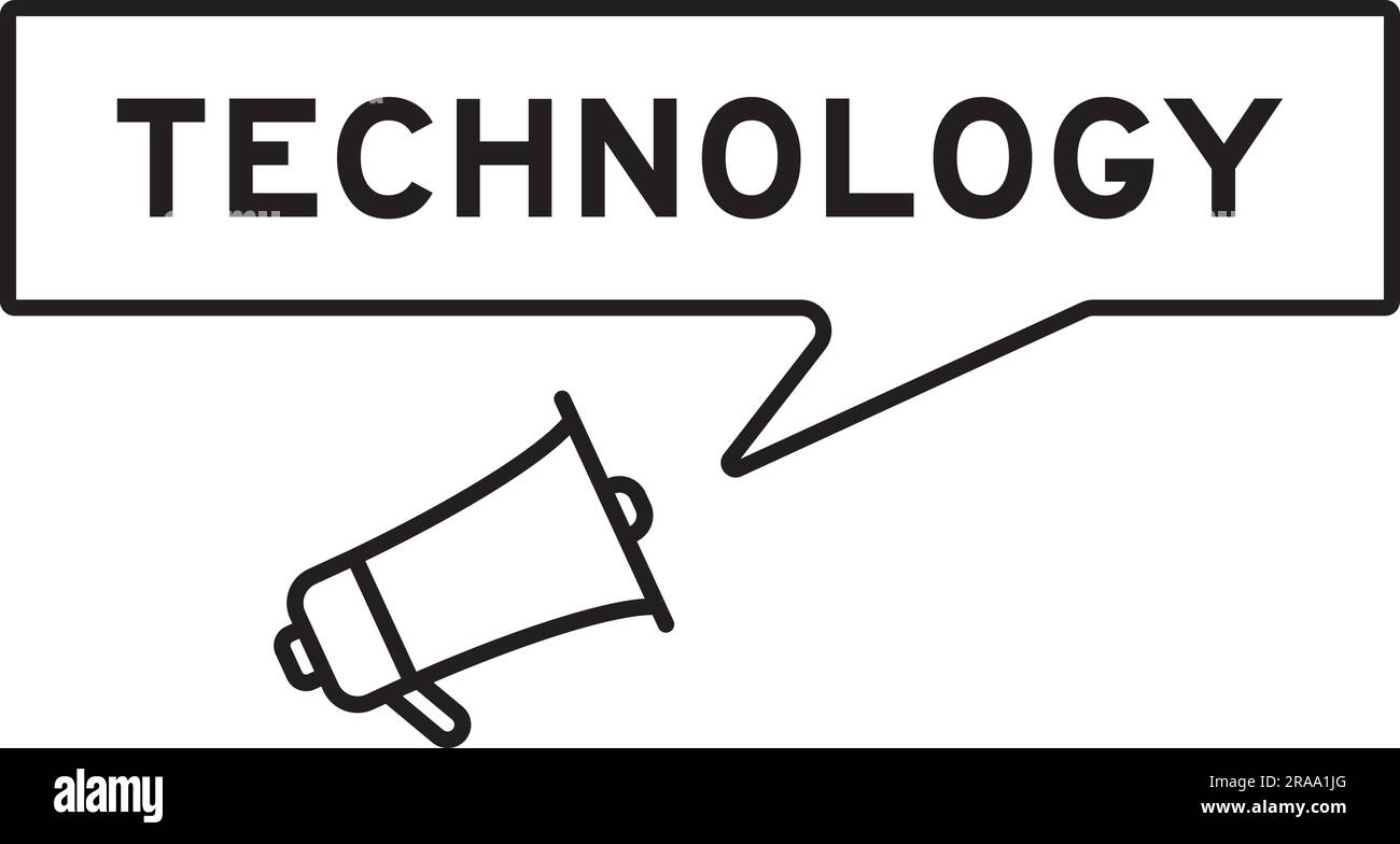 Megaphone icon with speech bubble in word technology on white ...