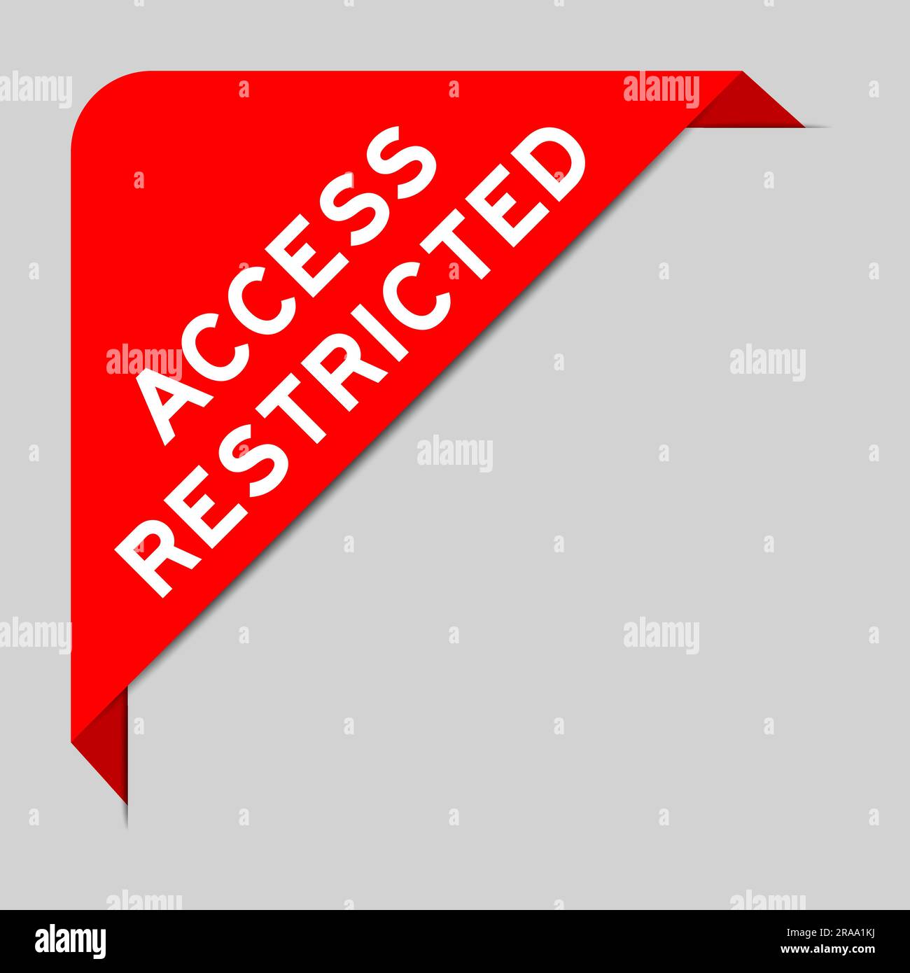 Red color of corner label banner with word access restricted on gray ...