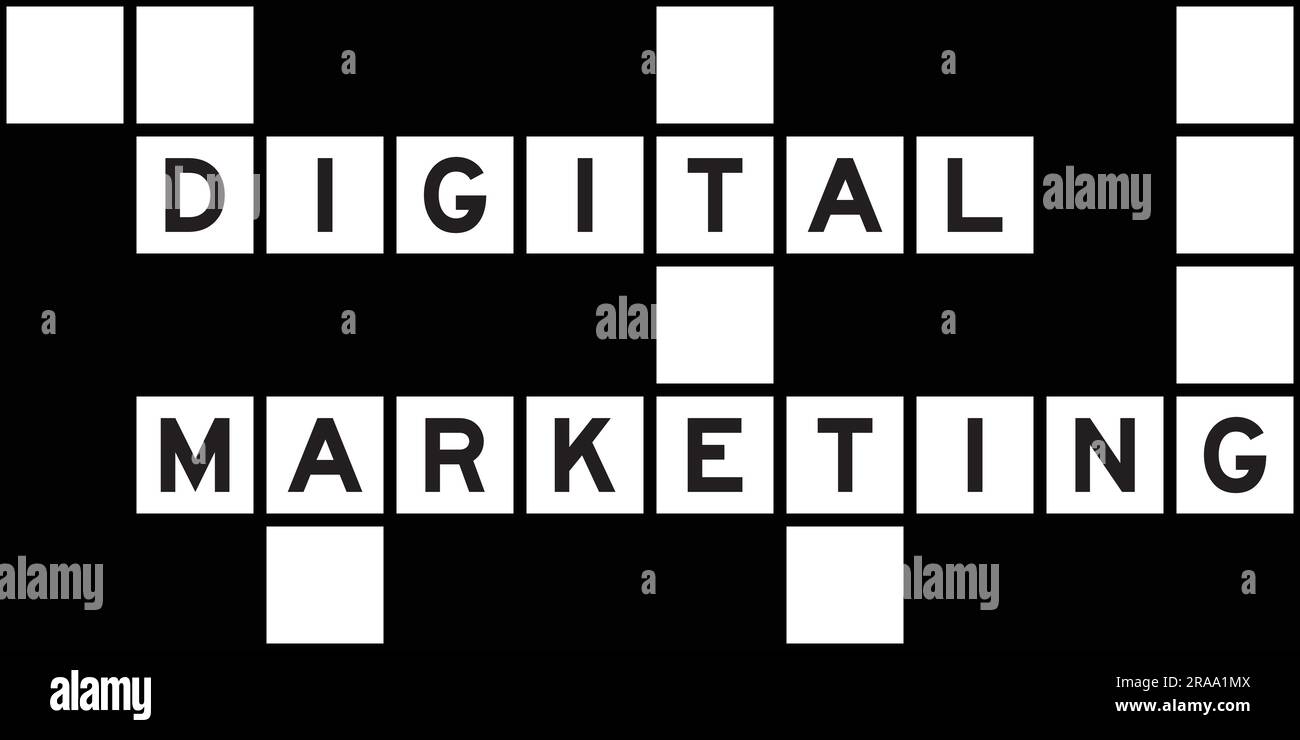 Alphabet letter in word digital marketing on crossword puzzle ...