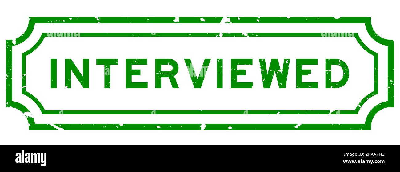 Grunge green interviewed word rubber seal stamp on white background ...