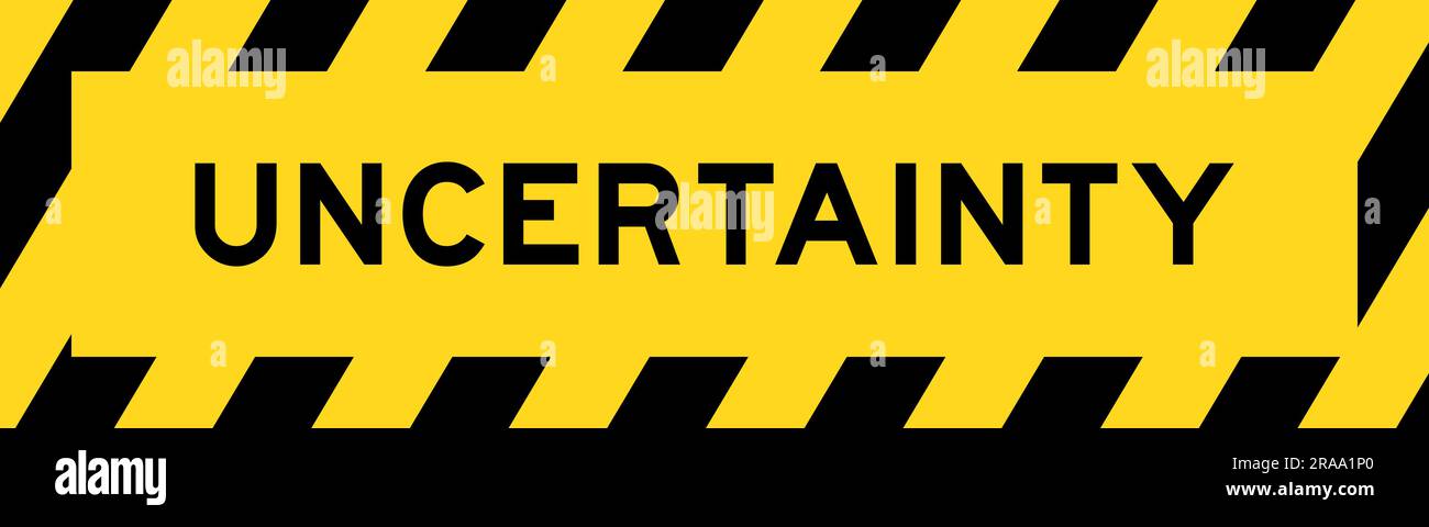 Yellow and black color with line striped label banner with word ...