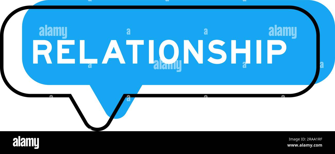 Speech banner and blue shade with word relationship on white background ...