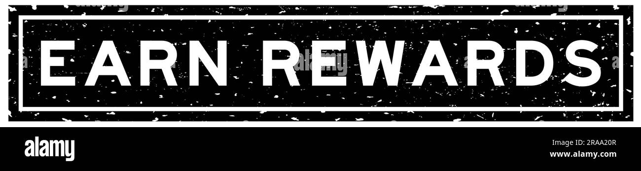 Grunge black earn rewards word square rubber seal stamp on white ...