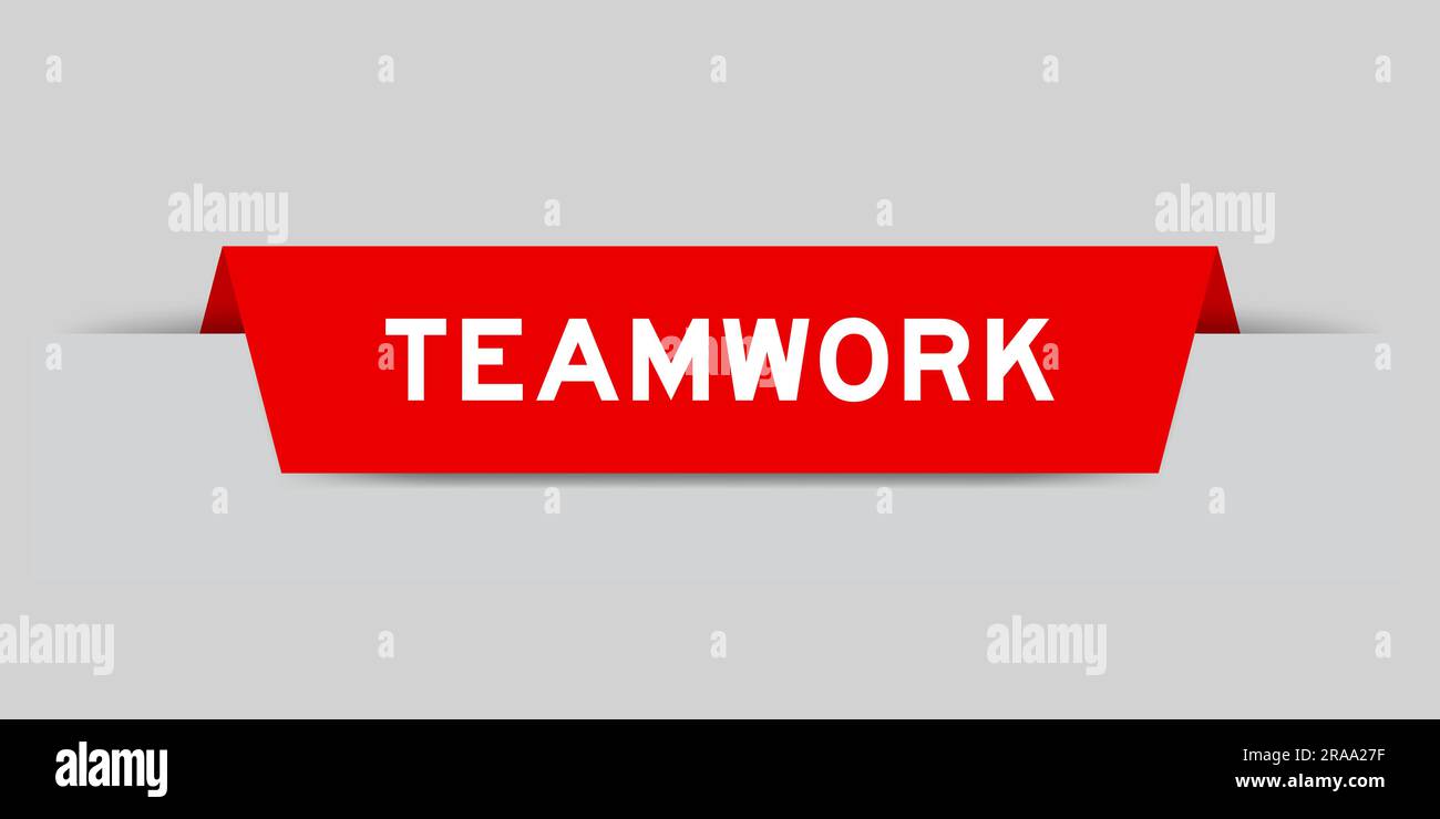 Red color inserted label with word teamwork on gray background Stock ...