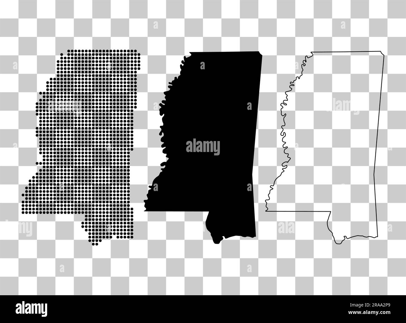 Set of Mississippi map, united states of america. Flat concept icon ...