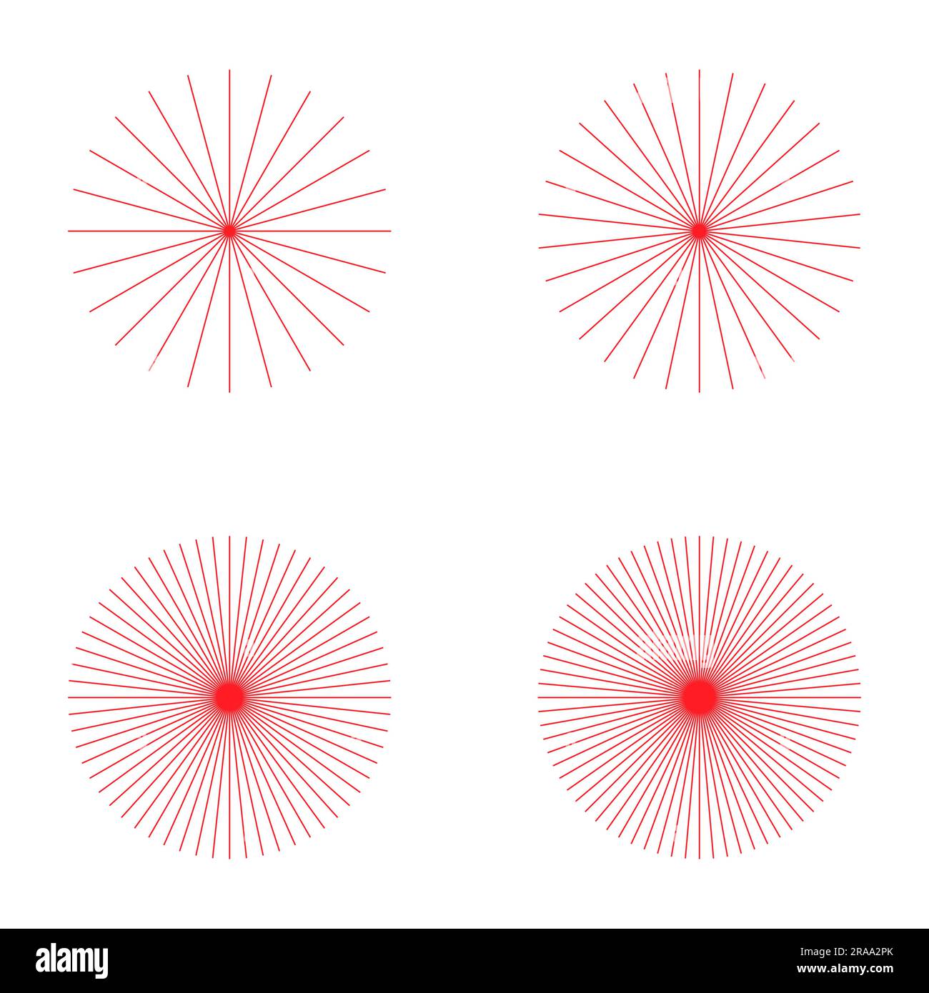 Set of converging radiating lines burst icon, geometric sunburst ...